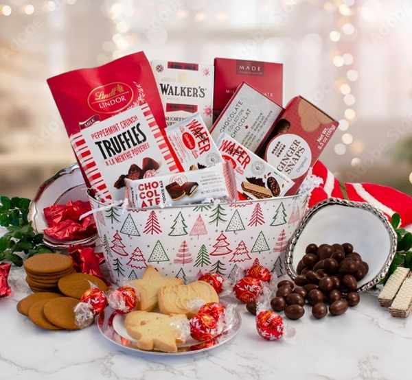 Spread Sweet Holiday Cheer - Festive Snacks And Chocolate Basket ...
